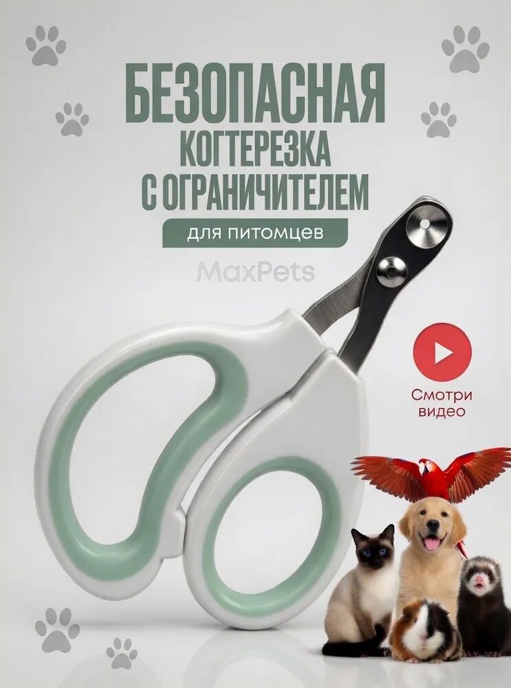 Когтерезка для кошек с ограничителем, ножницы для когтей кошек