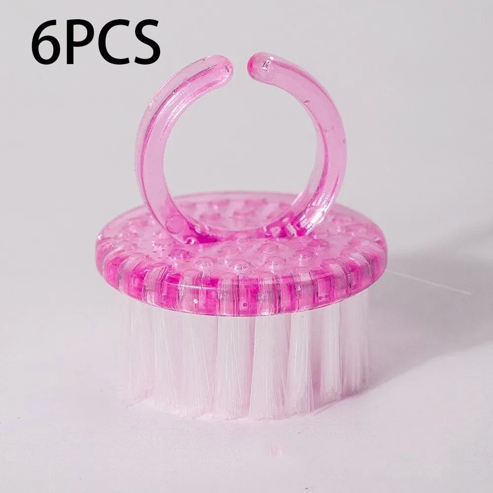 Мягкие кольцевые щетки для маникюра, набор из 1/6/15 шт. 6PCS Trans-Pink
