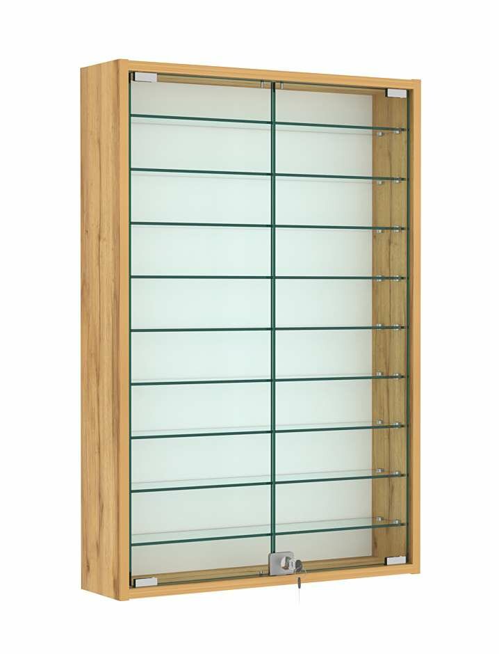 Витрина настенная №2-5А высокая с девятью полками, Дуб Золотистый