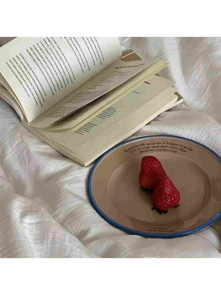 Винтажная керамическая тарелка 20 см в французском стиле с надписями для домашнего использования