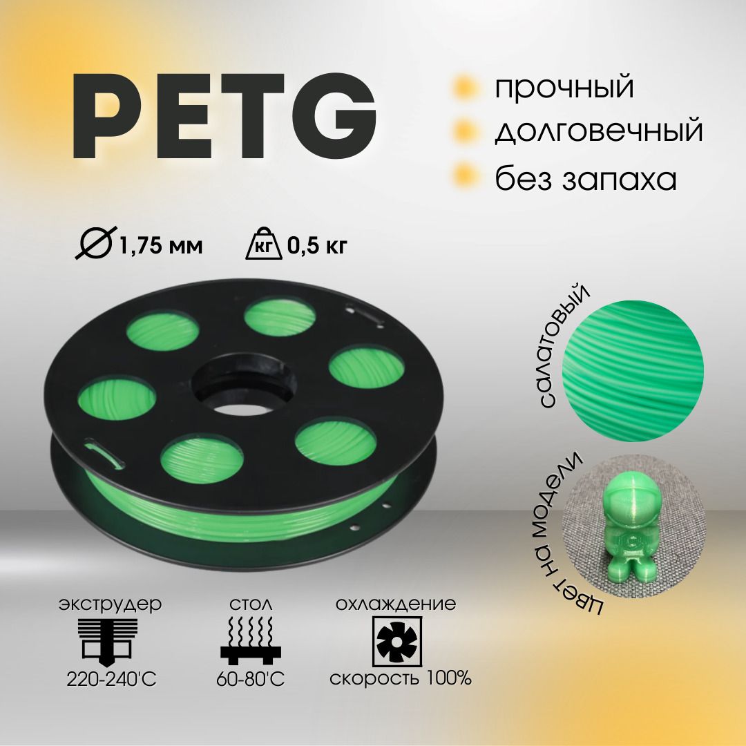 Салатовый PETG пластик Bestfilament для 3D-принтеров 0,5 кг (1,75 мм)
