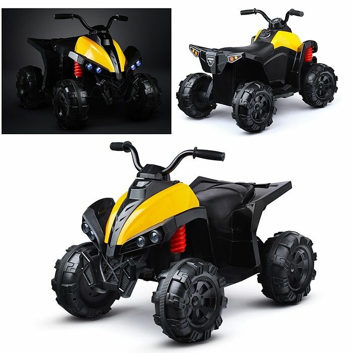 Квадроцикл детский Oubaoloon "Покоритель дорог" на аккумуляторе, желтый, свет, звук (U035644Y)