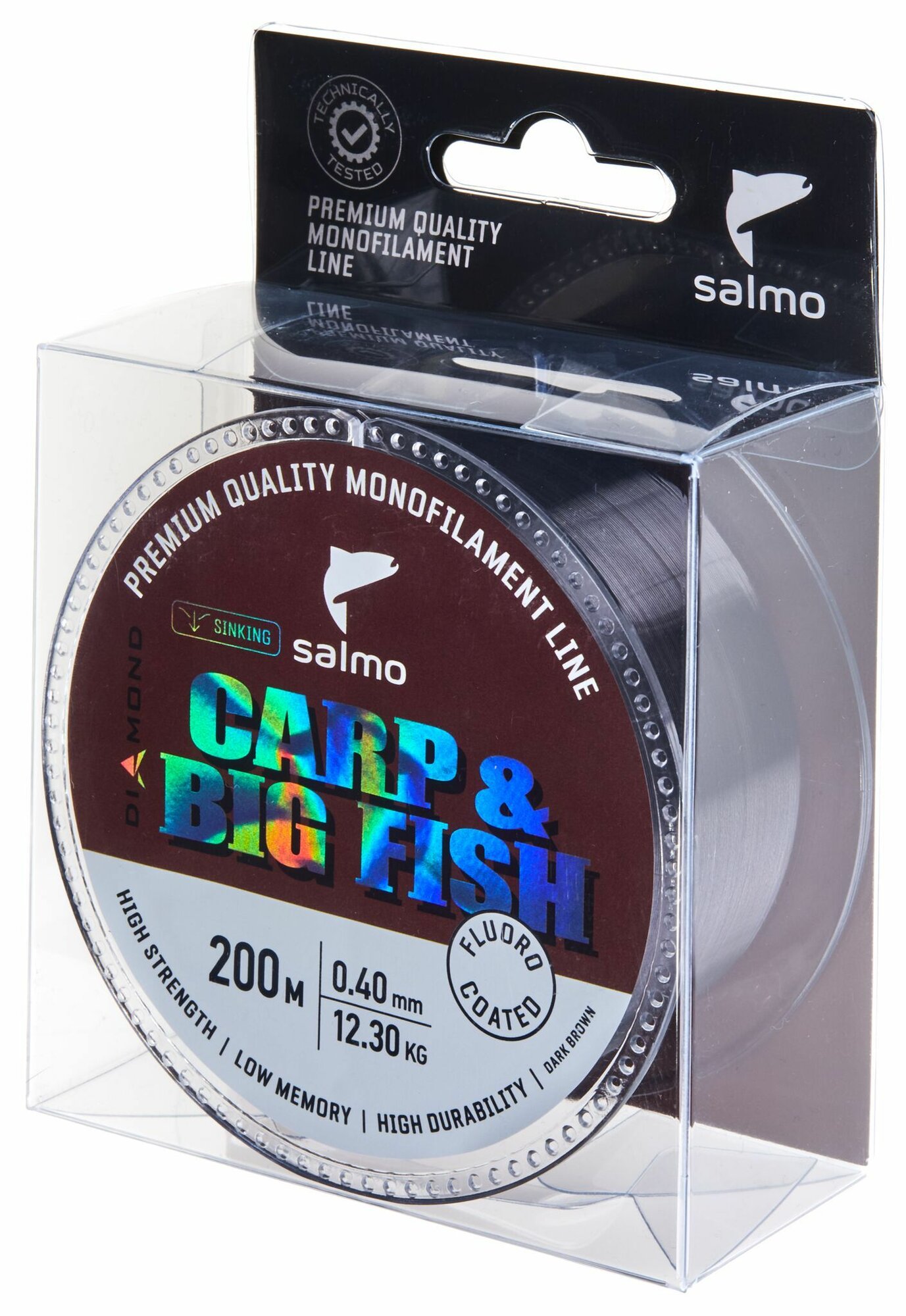 Леска монофильная флюкарбоновая для летней рыбалки Salmo Diamond CARP & BIG FISH FLUORO COATED Dark Brown 200/040