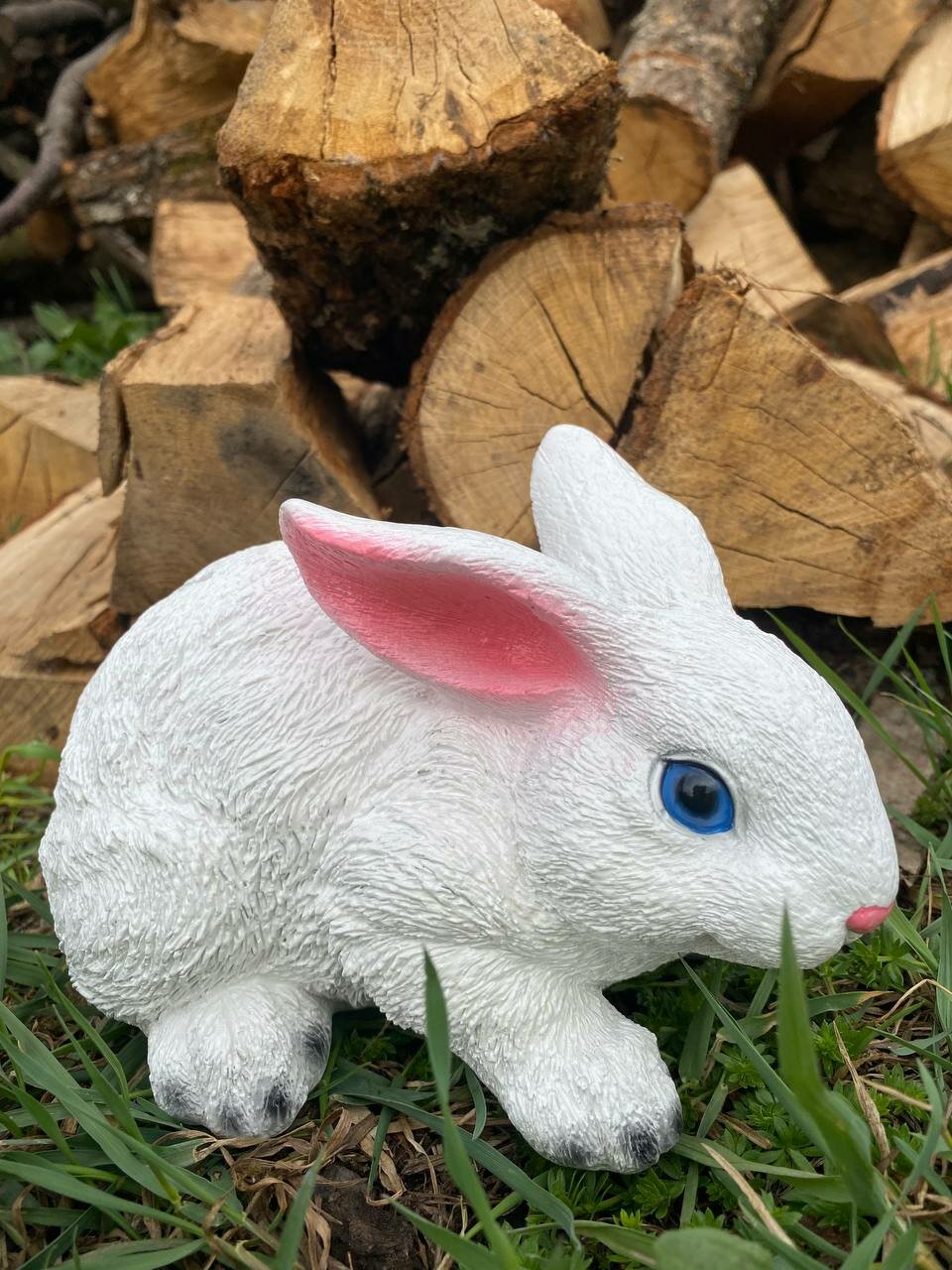 Фигура декоративная садовая Зайка высота 13 см, декор для сада, дачи и огорода на газон