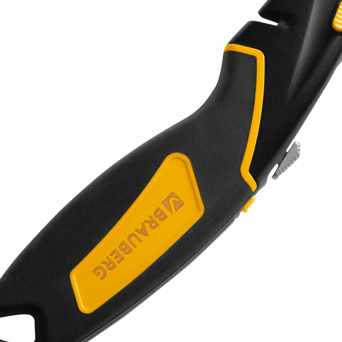 Нож универсальный мощный 18мм Brauberg Metallic Pro, автофиксатор, резиновые вставки (238738), 12шт.