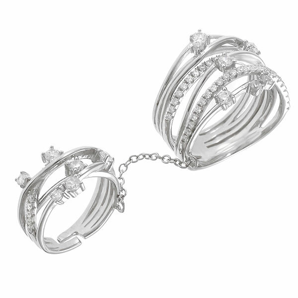 Кольцо тонкое, серебро, 925 проба, родирование, фианит