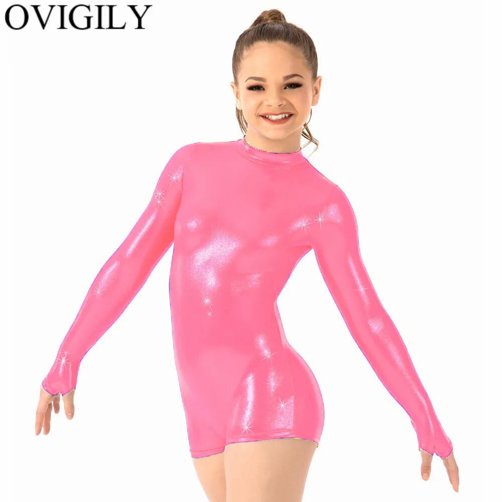 OVIGILY детские золотые балетные костюмы из полиэстера и спандекса Розовый, XS, pink