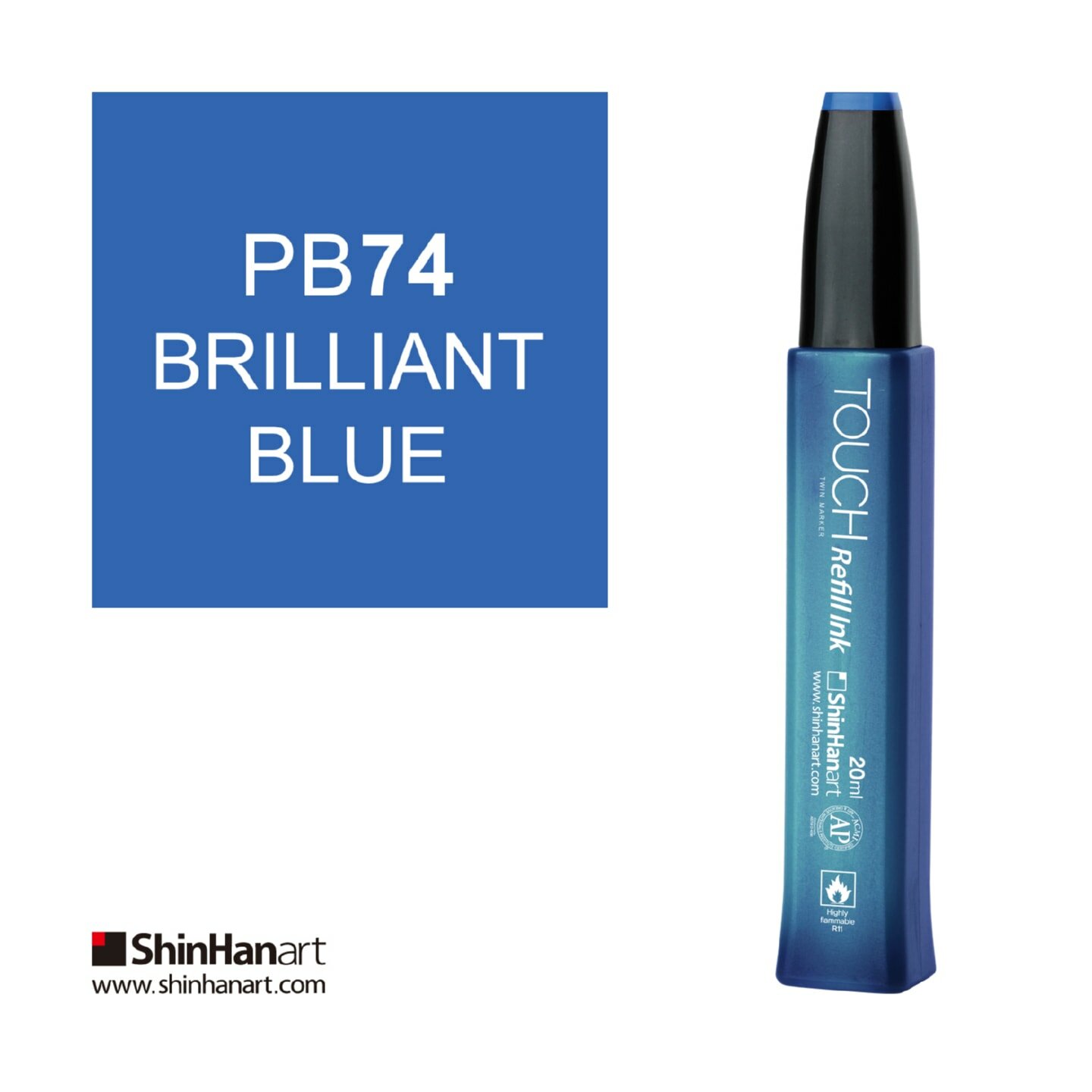 Чернила спиртовые ShinHan TOUCH для маркеров 20мл PB74 Синий бриллиантовый