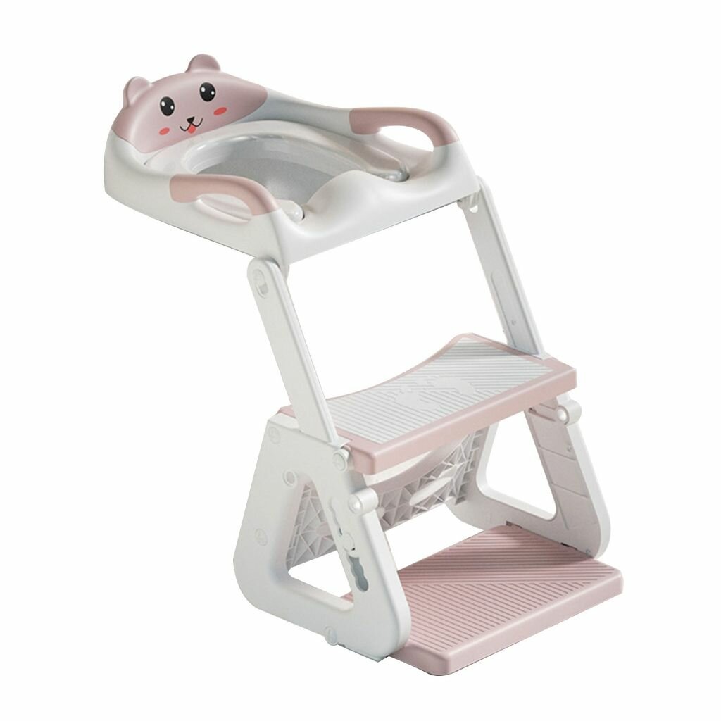 Детская переносная лестница-стремянка для унитаза розового цвета