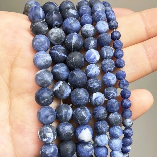 Бусины из натуральных камней TTUIJI 4-10 мм Темно-синий, 8mm 46pcs, old blue sodalite
