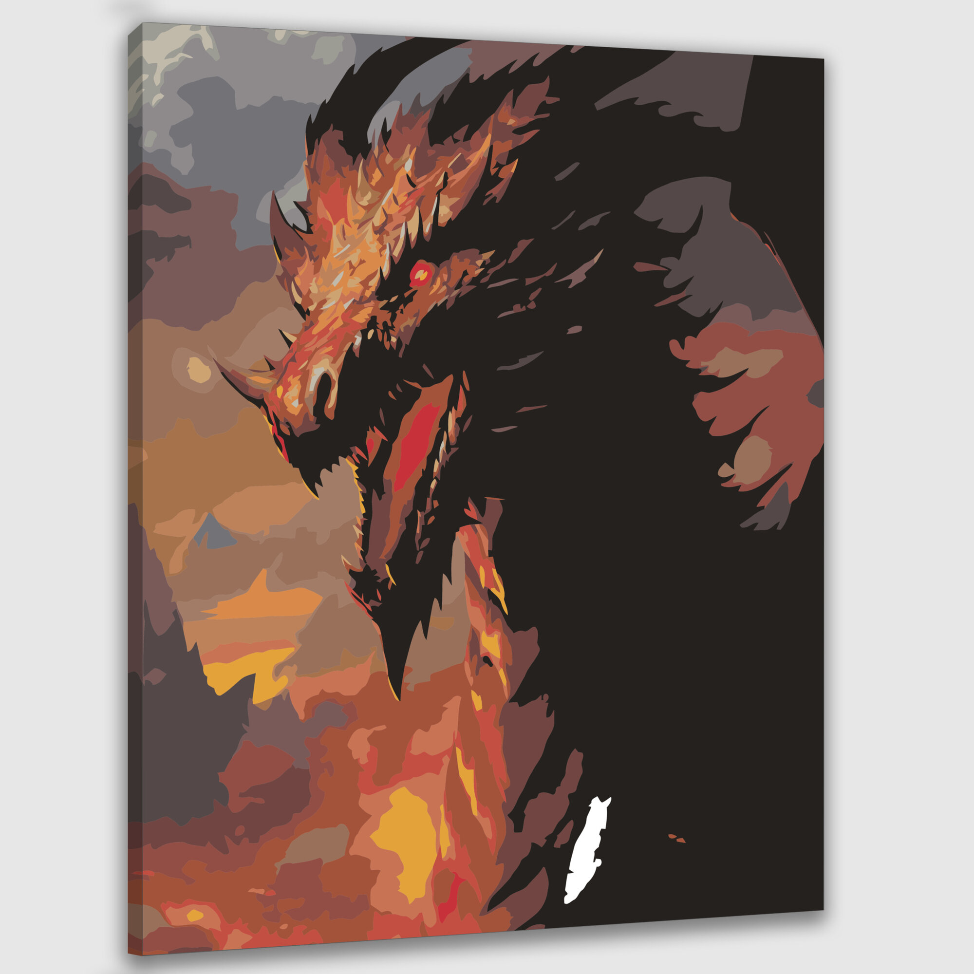 Картина по номерам 40x50 см, эпическая, цифровая, картина, дракон, огнедышащий, грозовое небо, чешуя, переливается