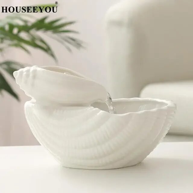 Настольный фонтан HOUSEEYOU Белый, Conch White