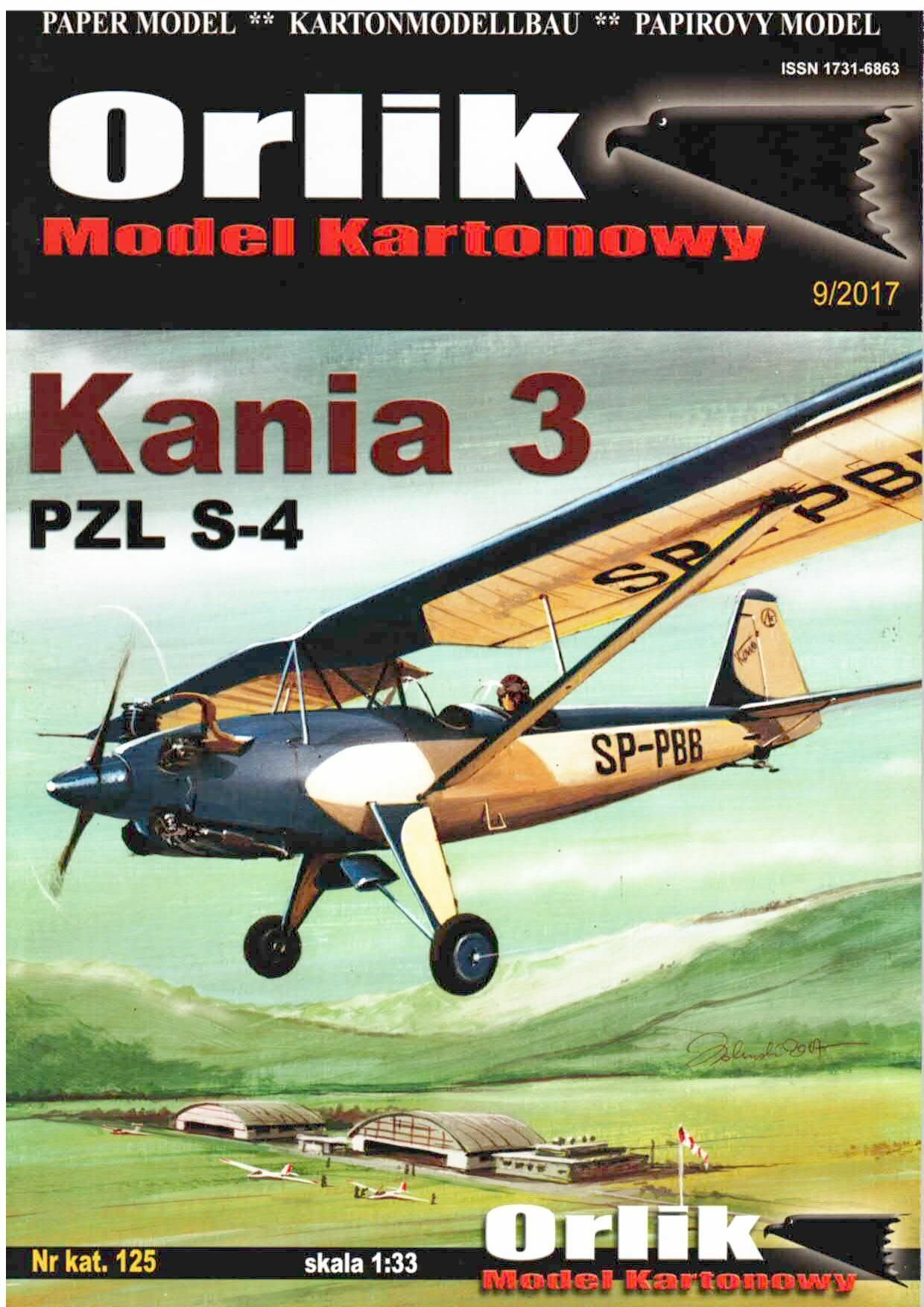 Сборная бумажная модель Самолет PZL S-4 Kania 3 - ORLIK №125 (Журнал+лазерная резка)
