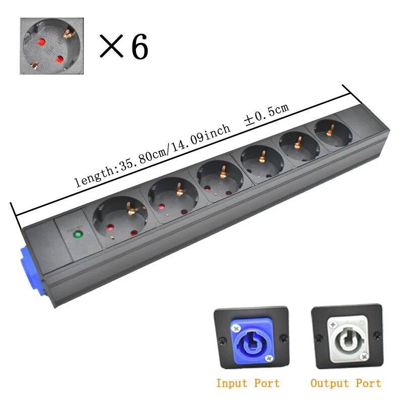 Strider Rui Розетка ЕС 4000Вт с индикатором 6AC SOCKET