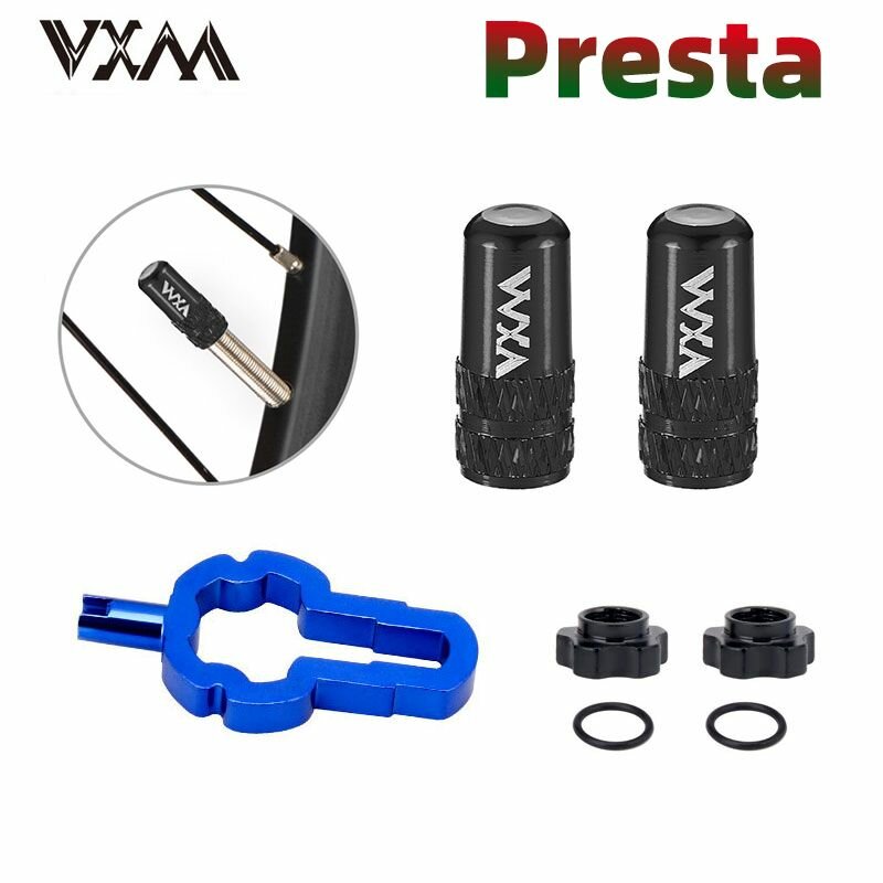 Колпачки на ниппеля для велоспорта (2 штуки), Presta (тонкий велониппель) с ключиком для установки