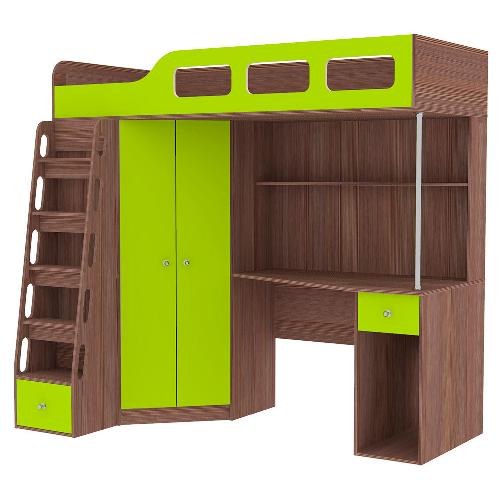 Астра-7 кровать чердак Бодего Темный Лайм