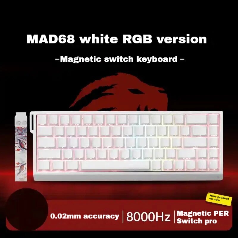 MADLIONS MAD60/MAD68 механическая клавиатура 68 клавиш, MAD68 White RGB 1K, Magnetic Switch