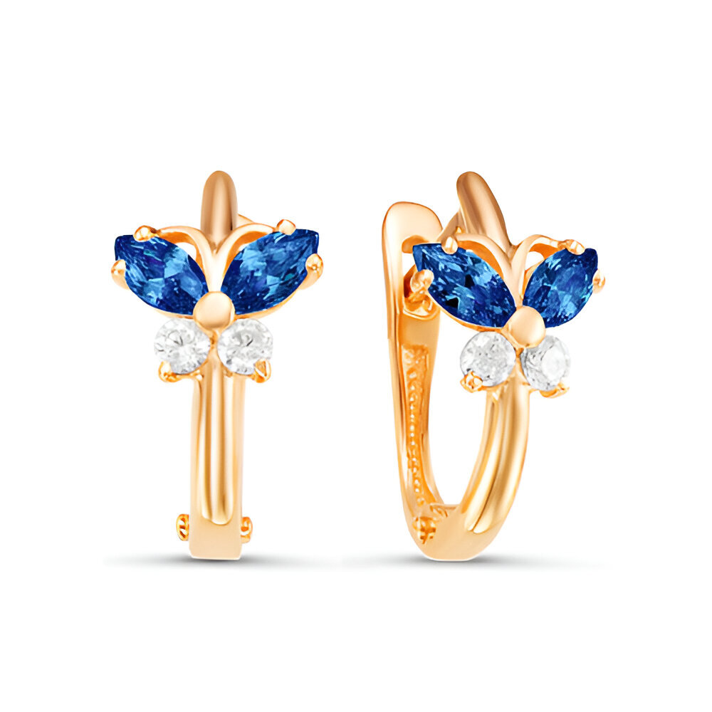 Серьги, красное золото, 585 проба, фианит