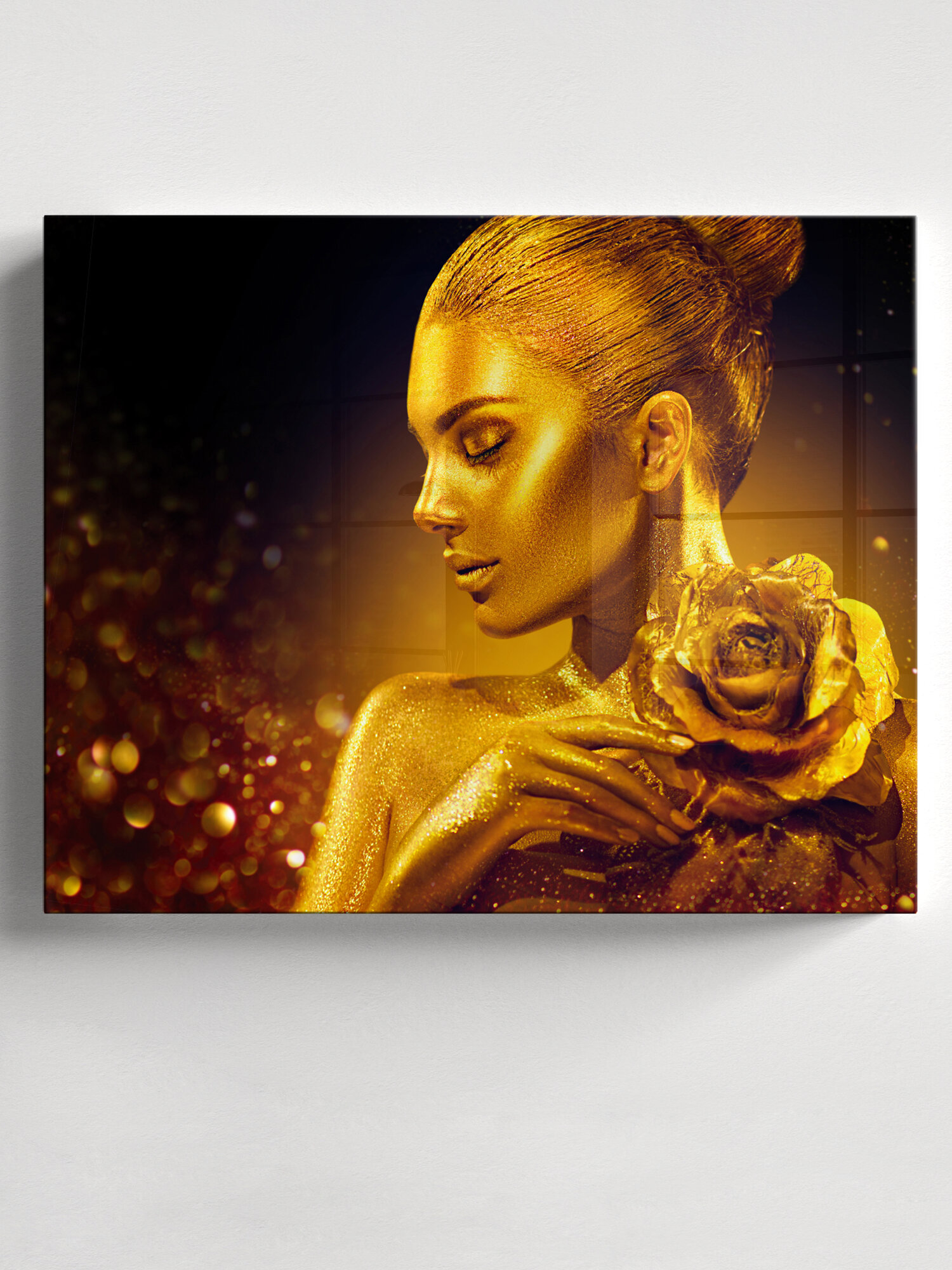 Картина Postermarket "Золотая роза" стекло, цифровая печать,40х50 см,