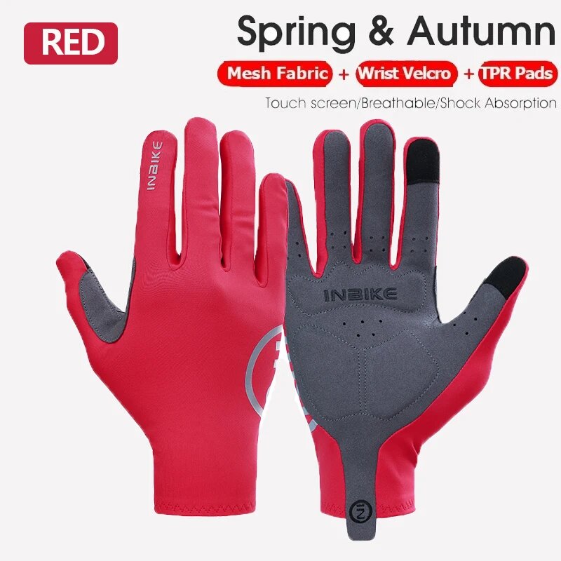 INBIKE дышащие велосипедные перчатки MTB Красный, М, red