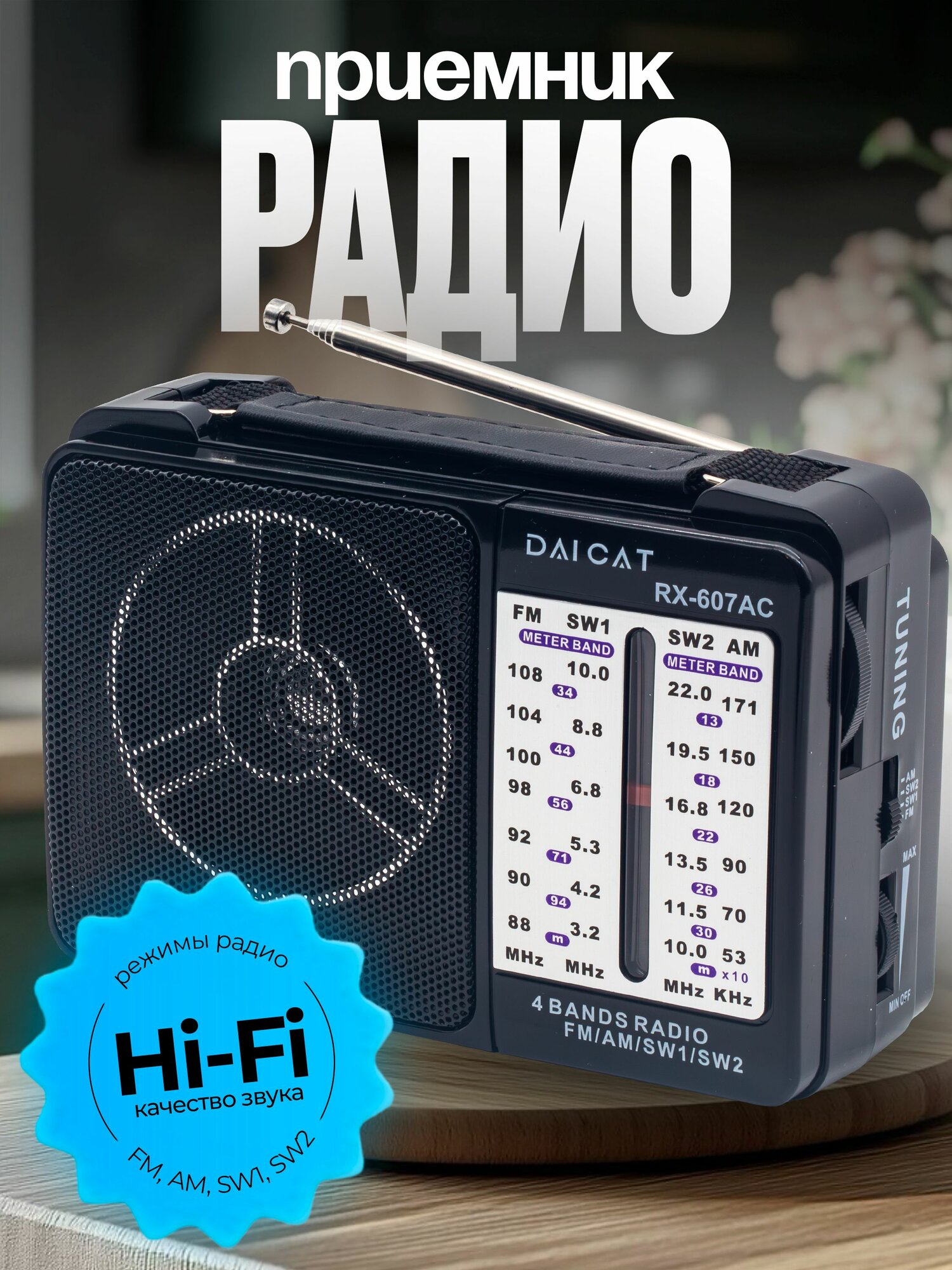 Радиоприемник DAICAT RX-607AC черный