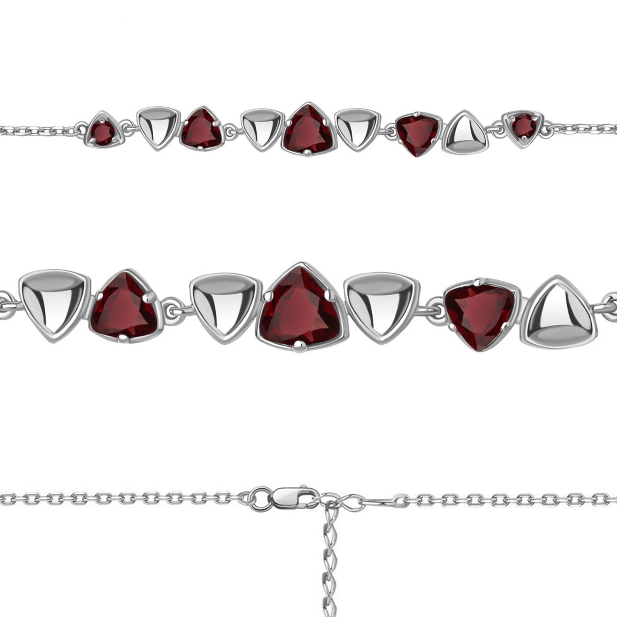 Браслет, серебро, 925 проба, родирование, гранат