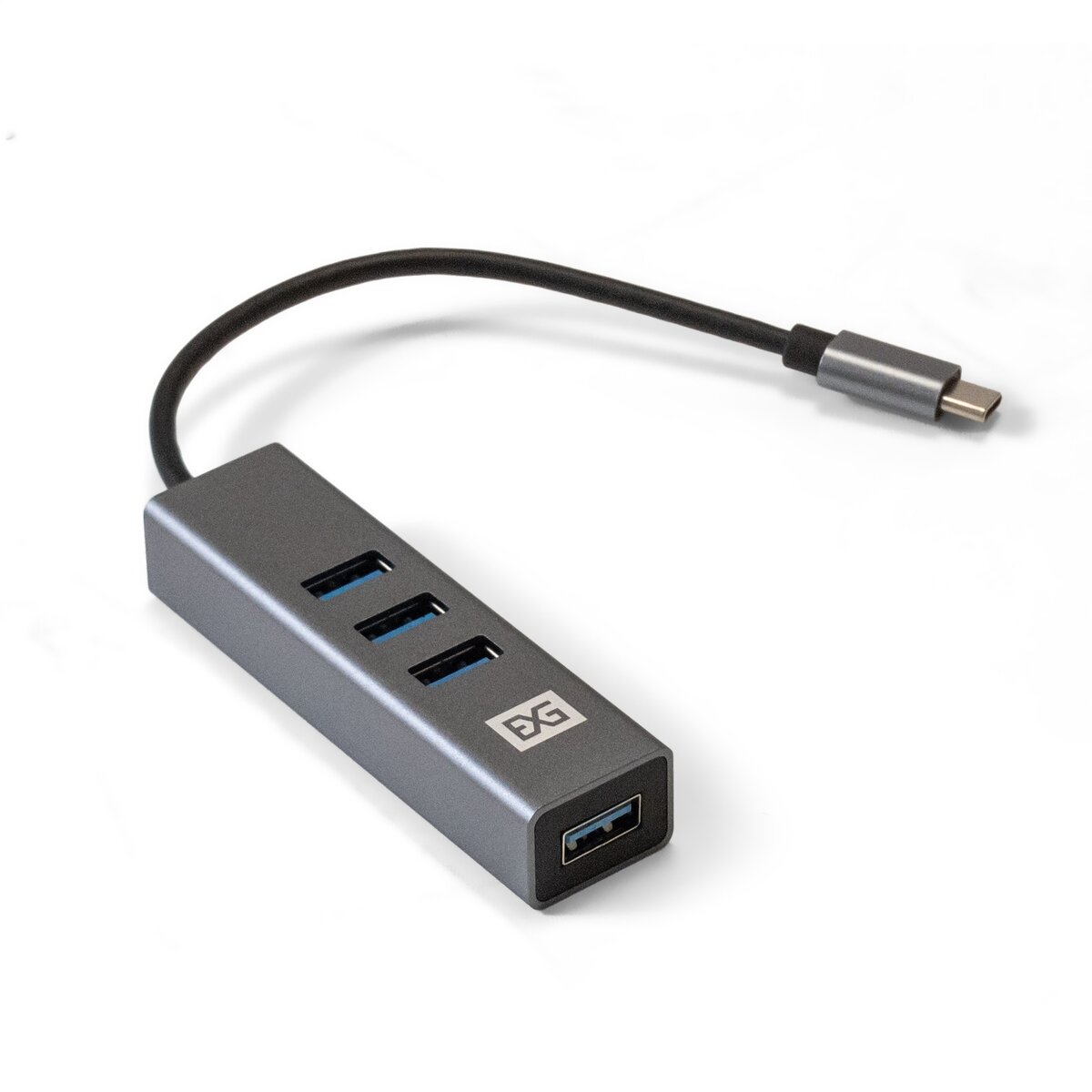 USB-Хаб (концентратор) ExeGate DUB-4TC (кабель-адаптер USB Type C --> 4xUSB3.0, Plug&Play, серебрист