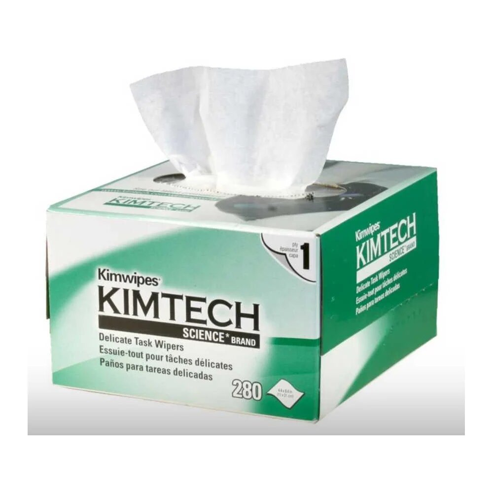 Салфетки протирочные безворсовые НК-Групп Kim Wipes для оптики (коробка 280шт) 000629, 11х21 см, из специального