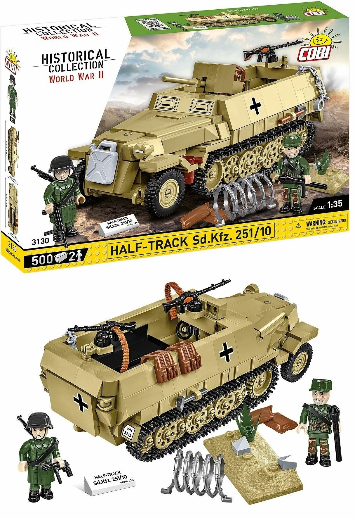 Конструктор пластиковый Cobi - Полугусеничный бронетранспортер Sd.Kfz. - Коби 3130