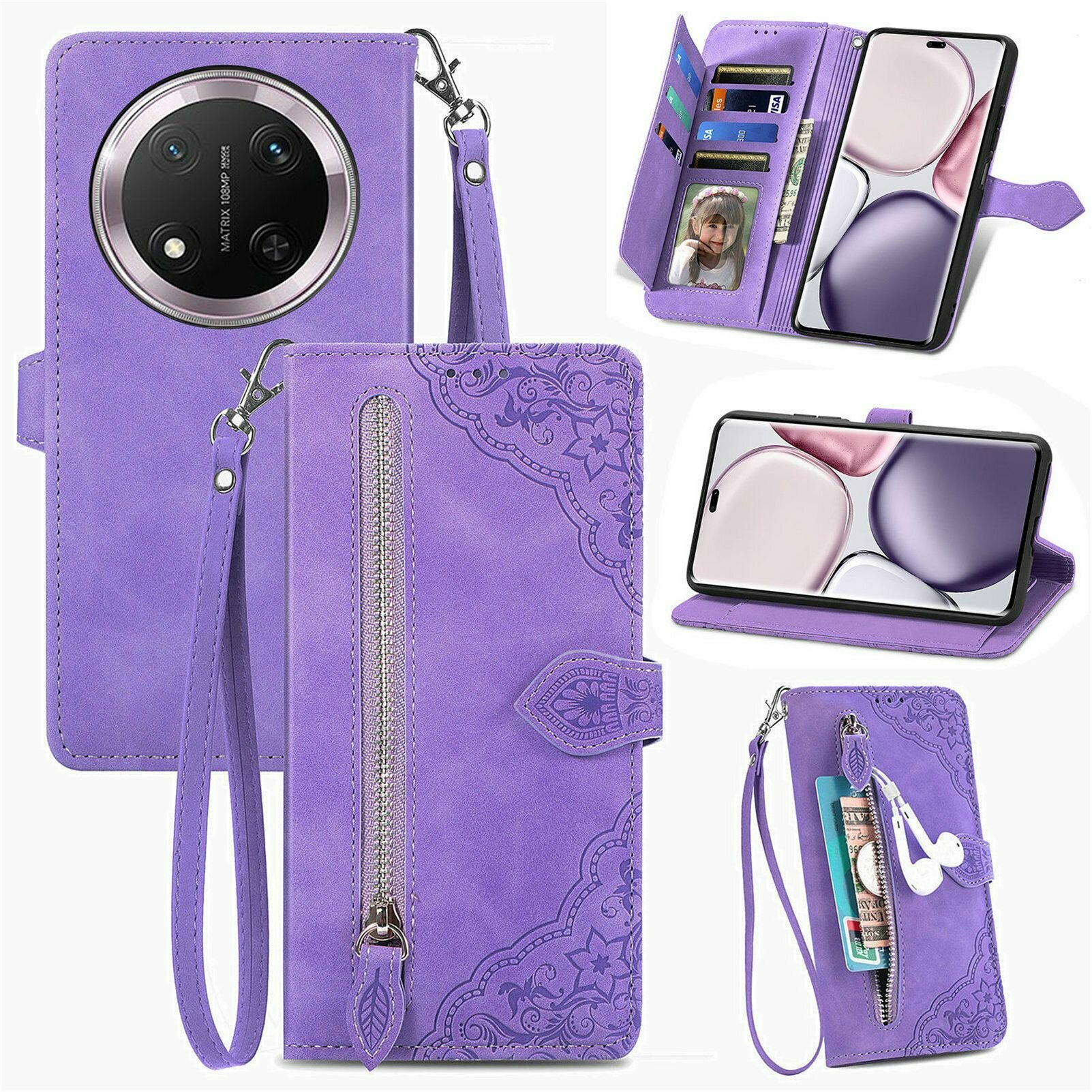 Чехол книжка для Honor X9C 5G кошелек на молнии Чехлы для мобильных телефонов