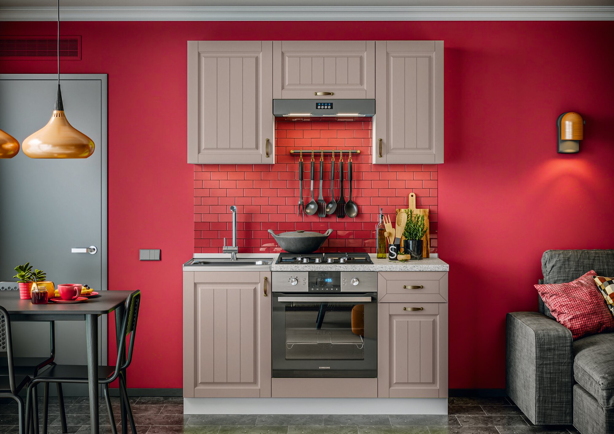 Кухня Настя 1,5м Компоновка 1 (Мускат) (Миф)