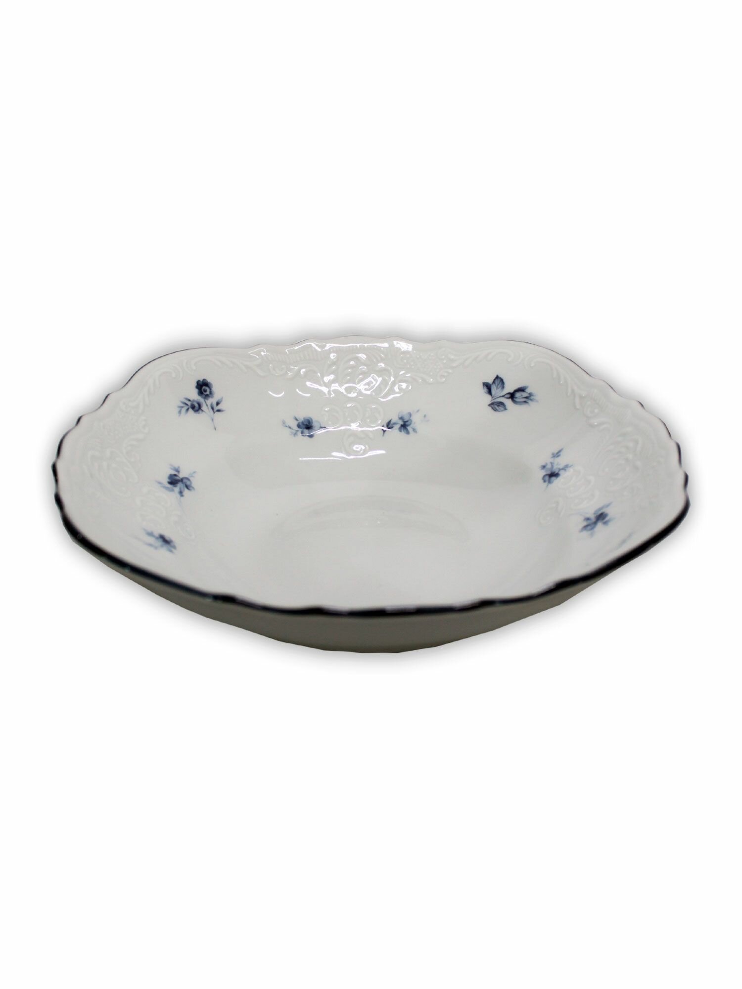 Салатник круглый 13 см декор "Синие мелкие цветы"