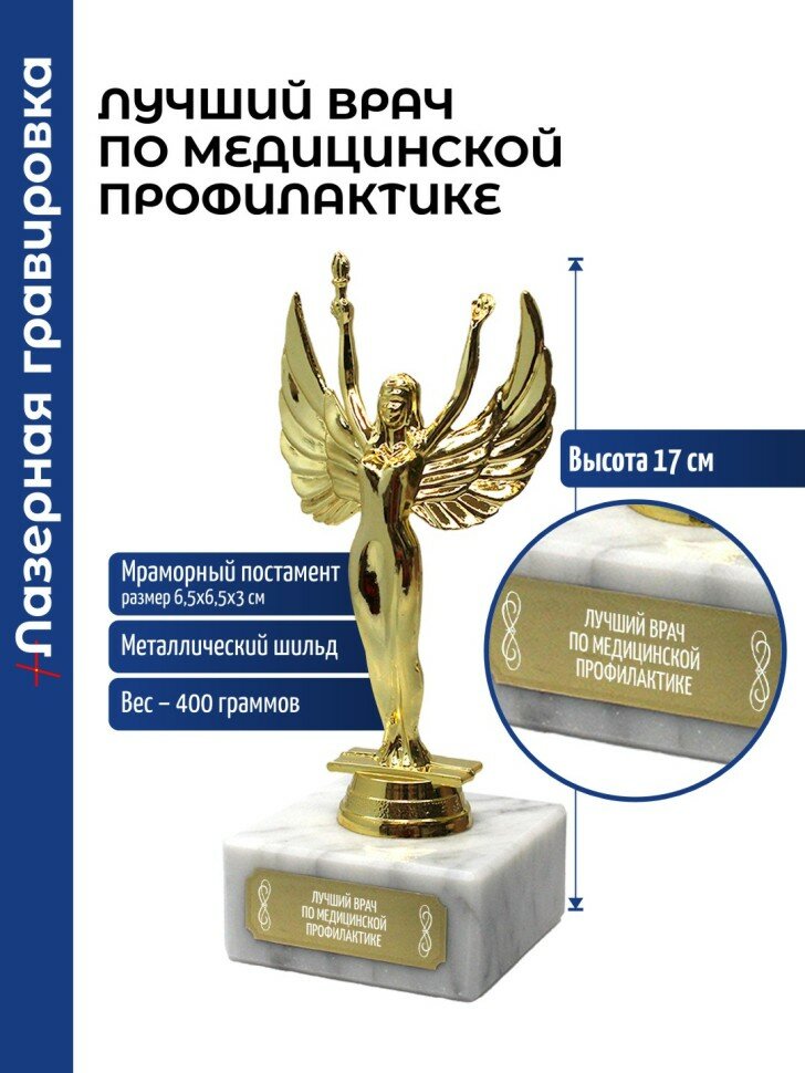 Статуэтка награда Жен. "Лучший врач по медицинской профилактике" (17 см)