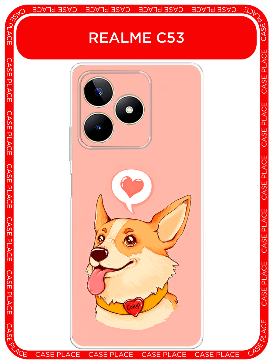 Чехол на Realme Note 50 / Реалми Нот 50 с принтом Корги язык