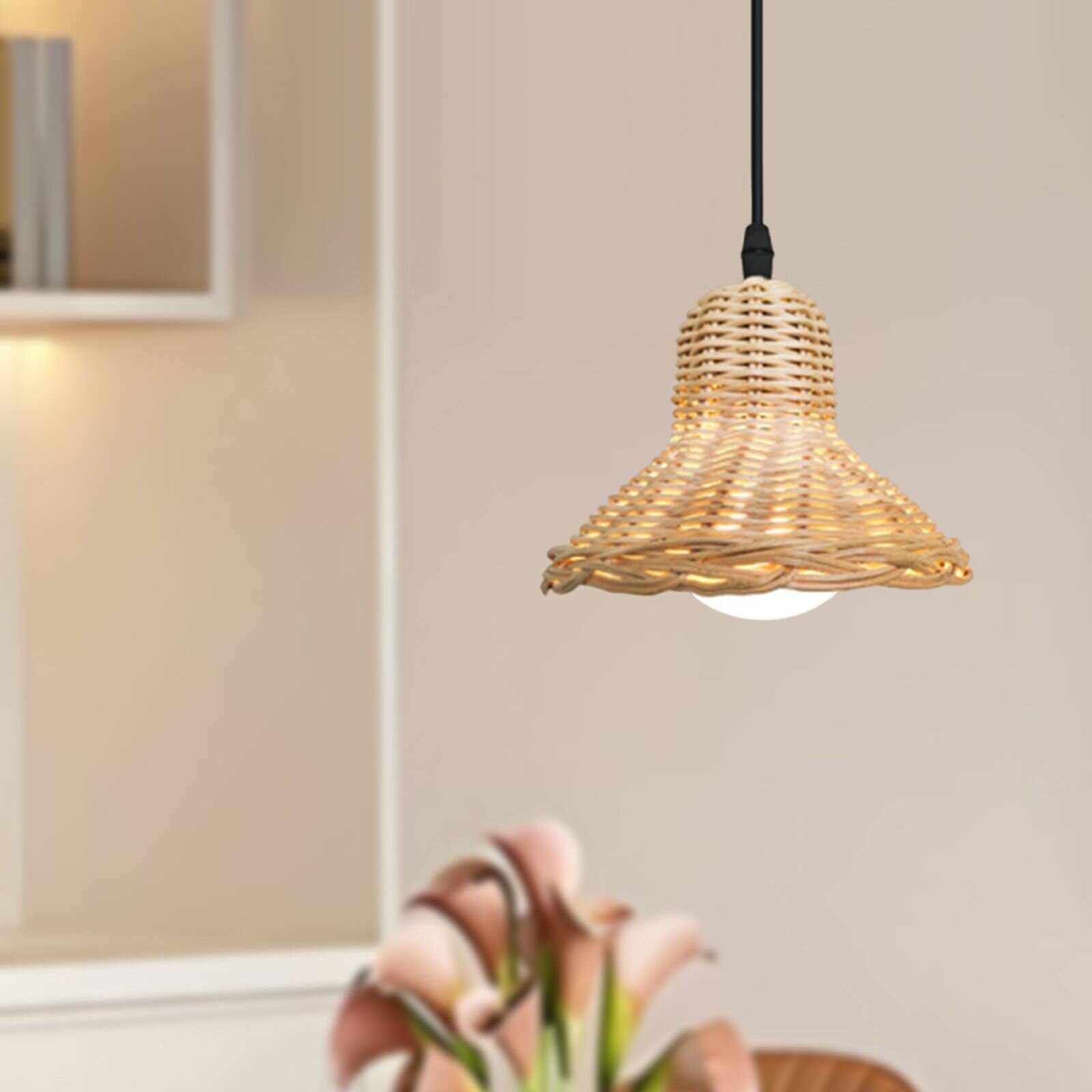 Бамбуковый плетеный абажур Подвесной светильник Shade 16cmx12cm