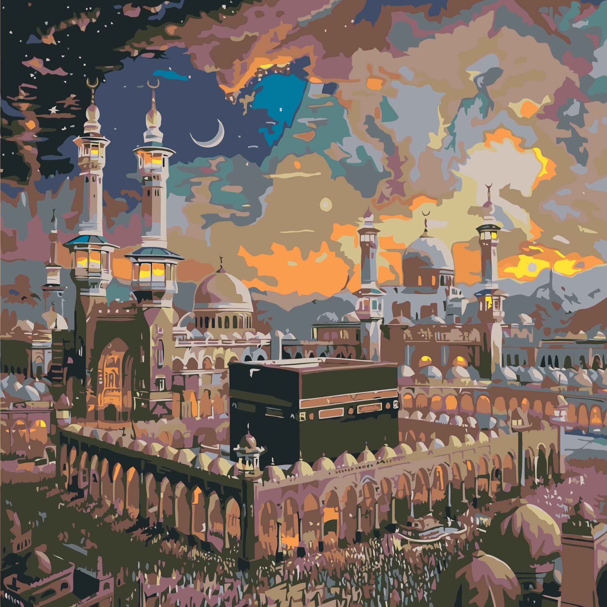 Картина по номерам R-346 "Рамадан в тени великой мечети" 40х40 см