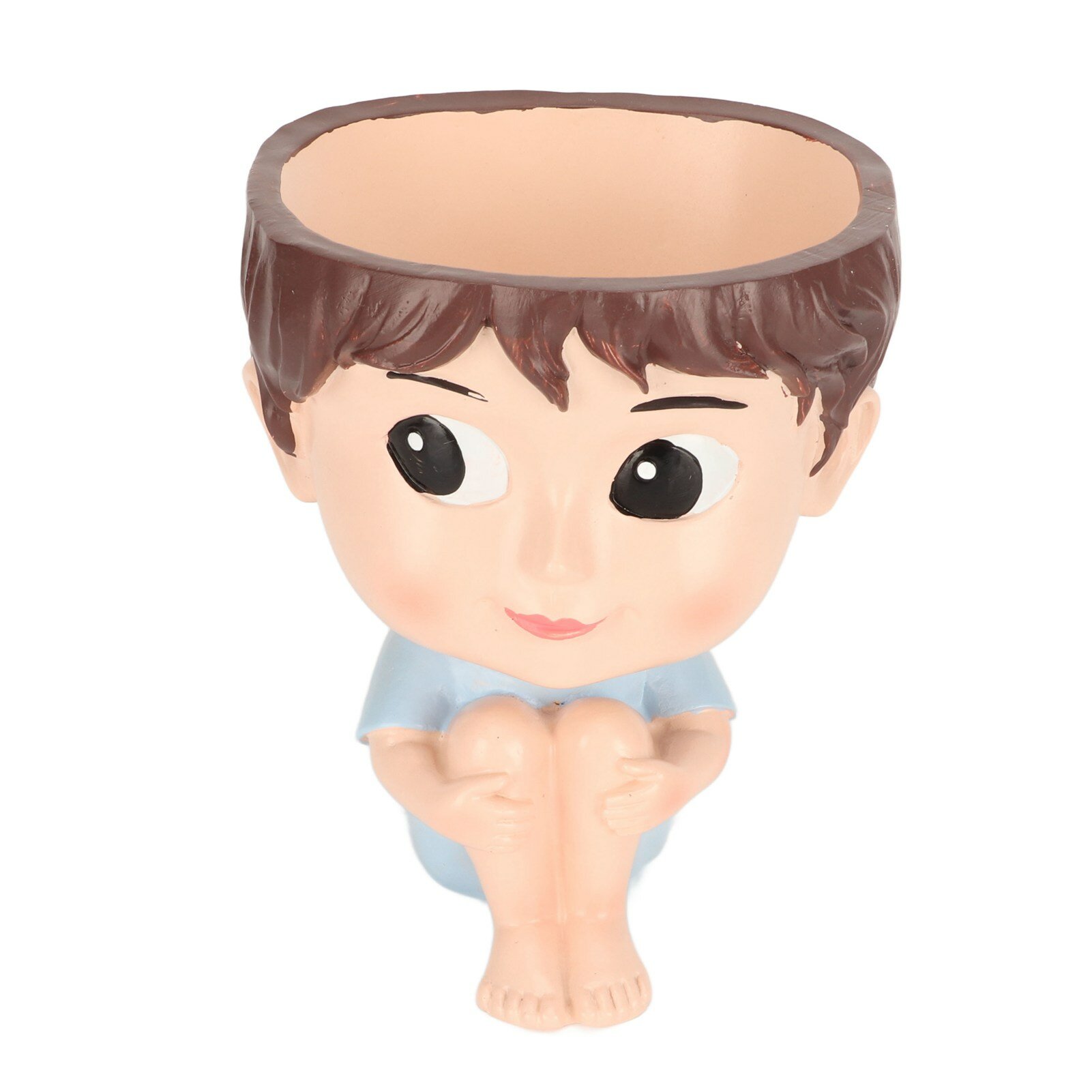 Лицо цветочное горшок милый мальчик форма легкая смола декоративная лицевая голова сочная плантатор для дома