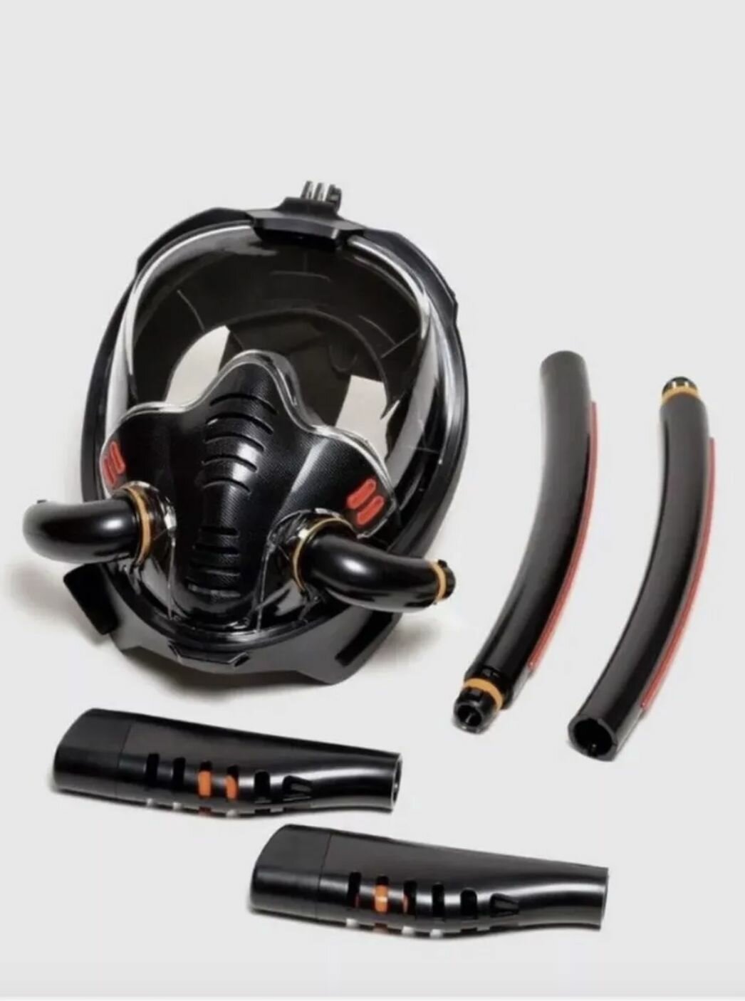 Маска для плавания и снорклинга, крепление для камеры, цвет черный