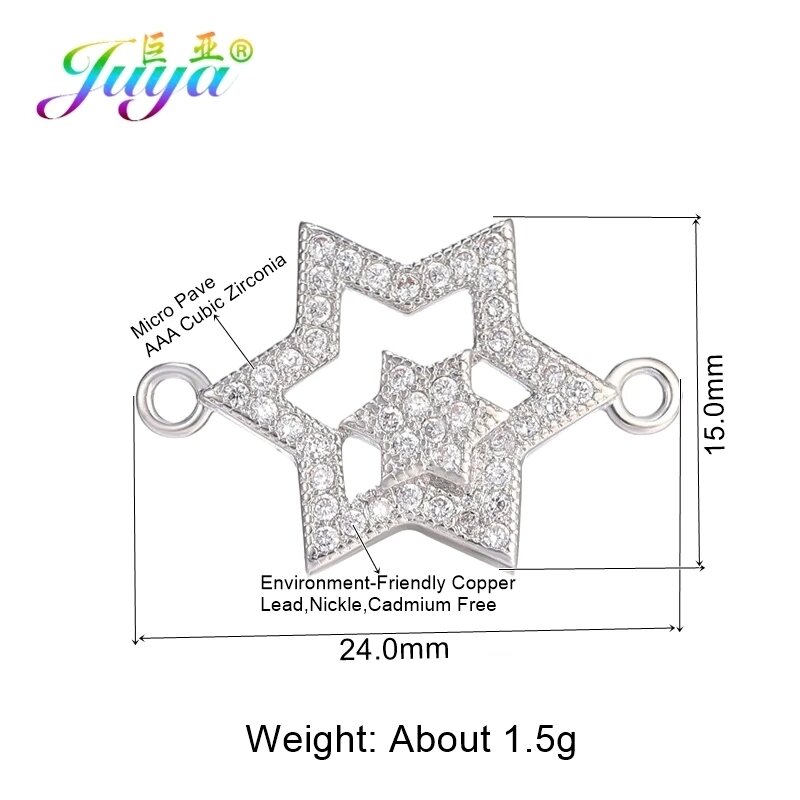 Juya медные круглые коннекторы с цирконами White Gold