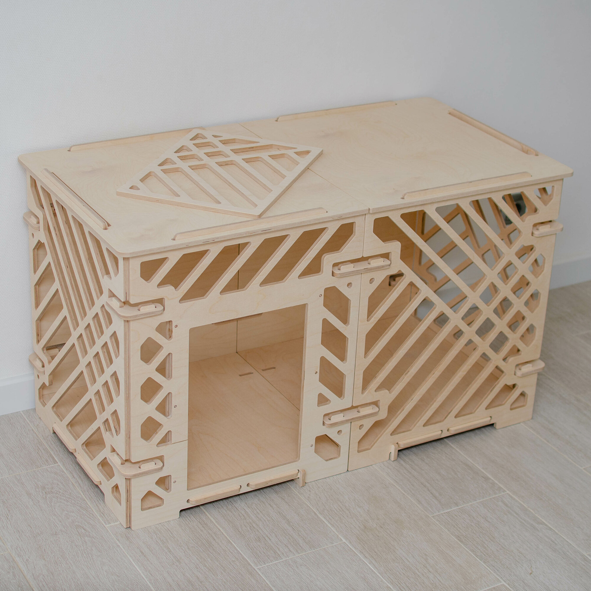 Деревянный вольер (клетка) для кошки или собаки 100см*50см*60см линии, без покраски