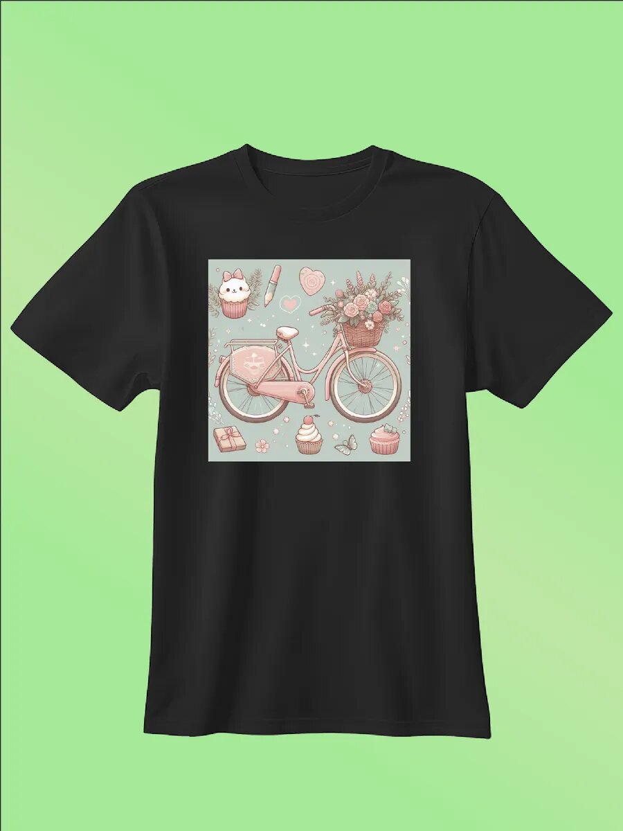 Футболка велосипед с цветами
