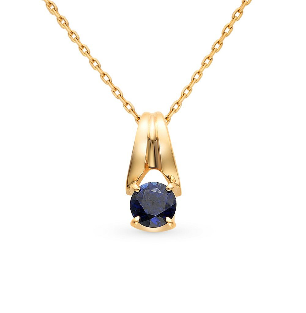 Подвеска, красное золото, 585 проба, сапфир