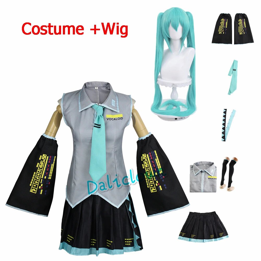 Miku Косплей Комплект Даликлоун S, Costume Wig
