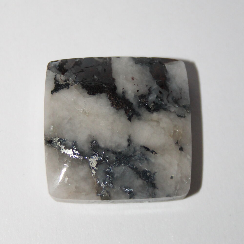 Коллекционный кабошон пирит в кварце, 22х21х4 мм, Урал, «True Stones»