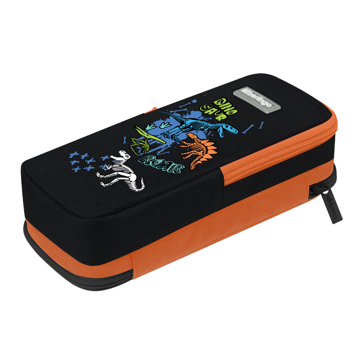 Пенал 2 отделения, 205*80*55 Berlingo "Dinosaur", полиэстер, внутренний органайзер, магнит