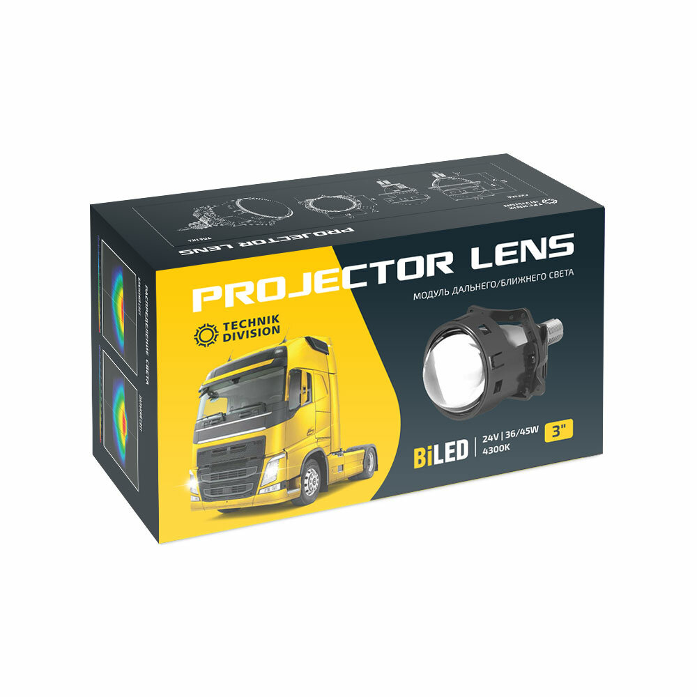 Светодиодные модули ближнего/дальнего света MTF light BI LED TECHNIK DIVISION 3.0" 4300K 24V (2 линзы)