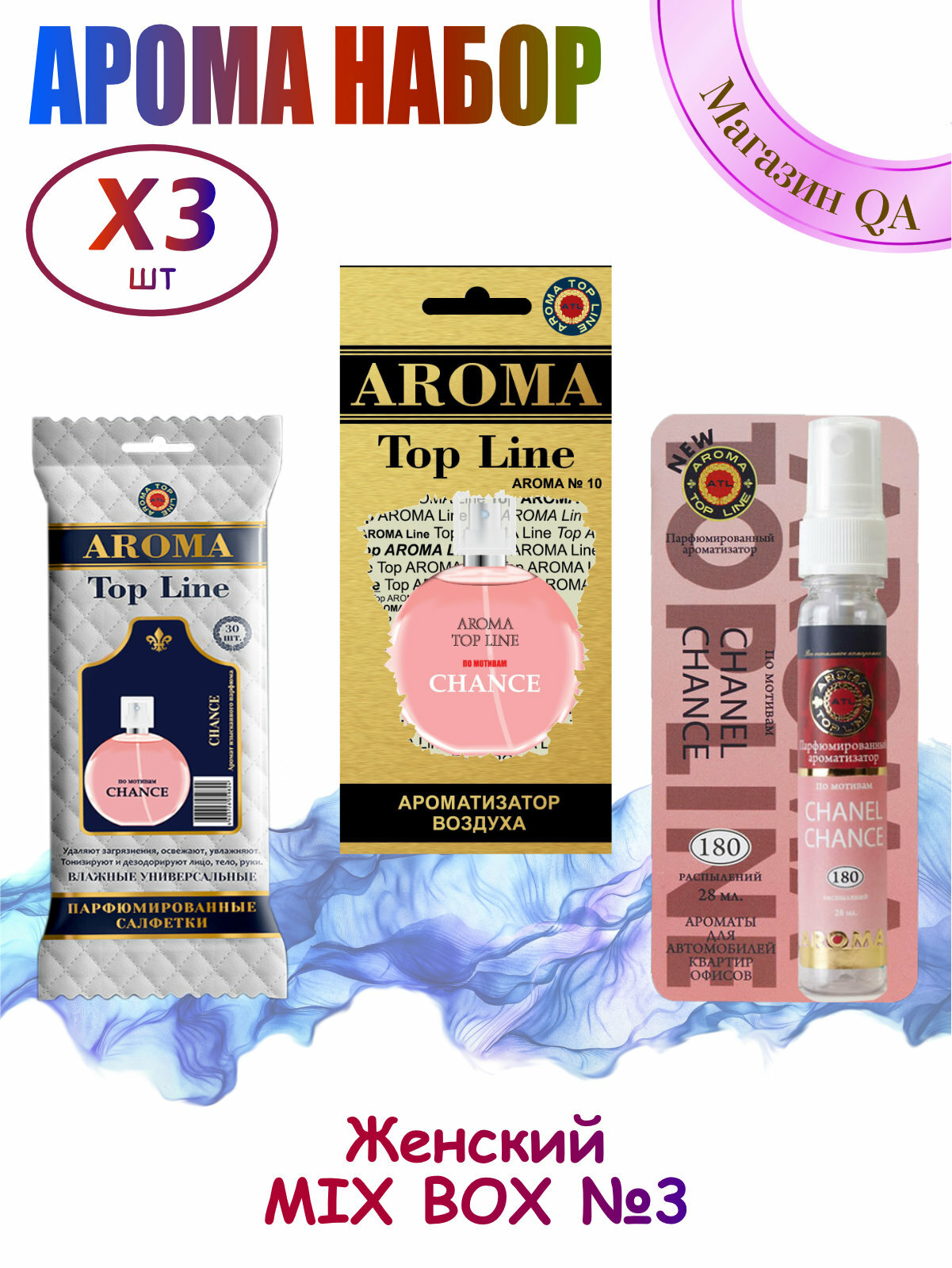 Аромоатизатор в машину Aroma Top Line - Chance - (Комбо Набор Х3)