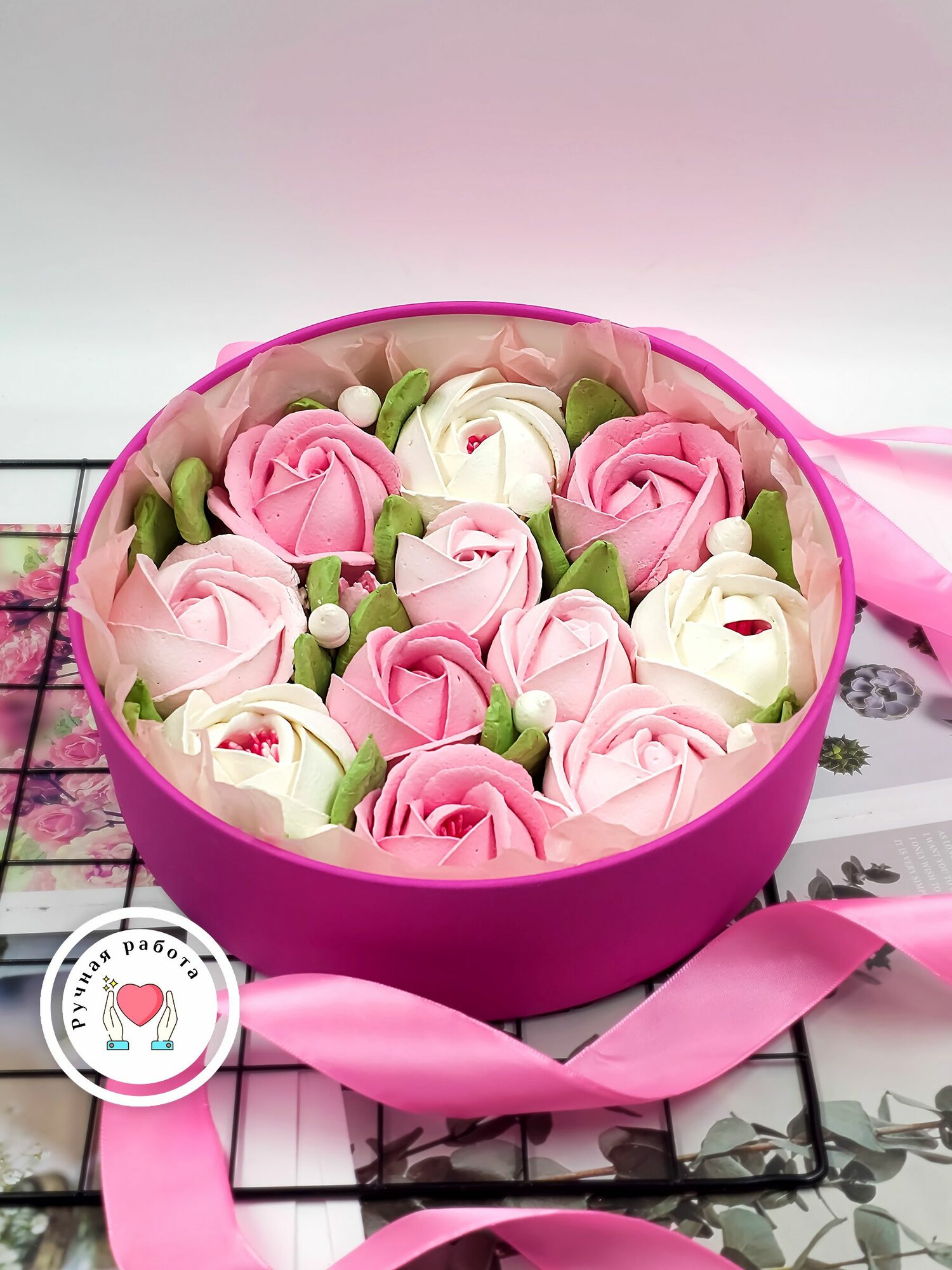 Цветы из зефира 'Лунная красавица ' подарок подруге, маме, жене на День рождения, Сладкий подарочный набор