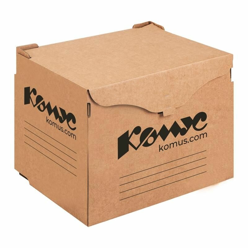 Короб архивный Т24 гофрокартон Комус 331х310х413 мм с крышкой бурый