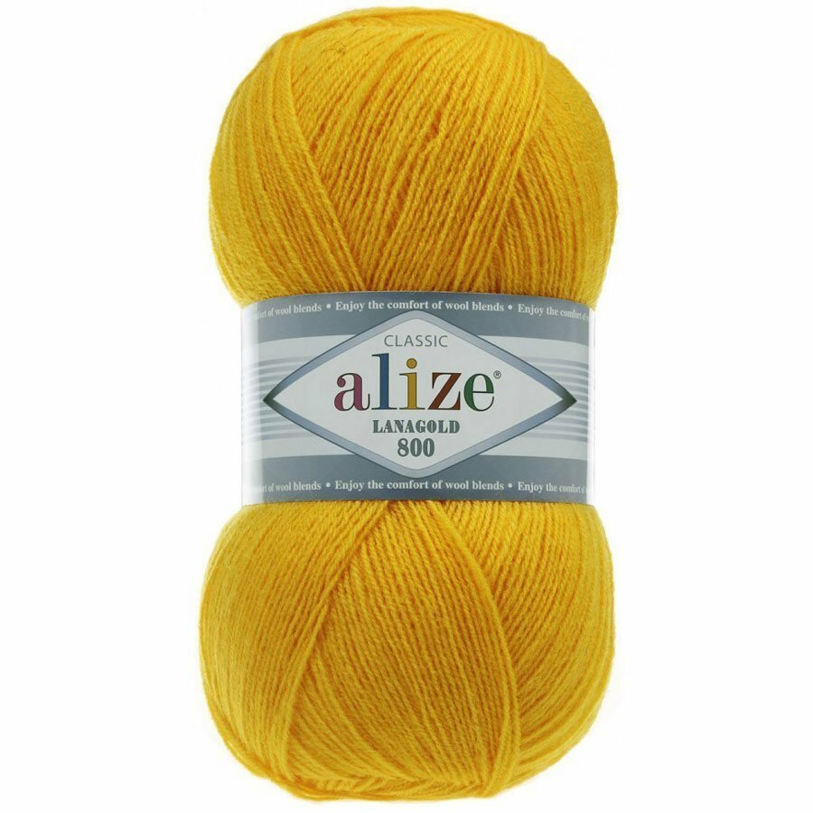 Пряжа Alize LANAGOLD 800 216 желтый (5 мотков)